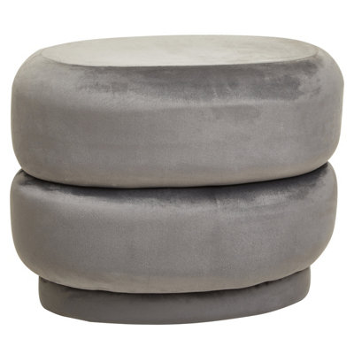 Interiors by Premier Grey Velvet Round Footstool, Round Stool with ...