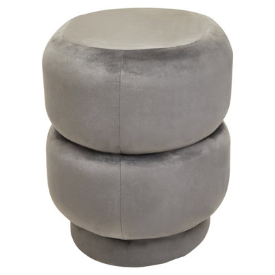 Interiors by Premier Grey Velvet Round Footstool, Round Stool with ...