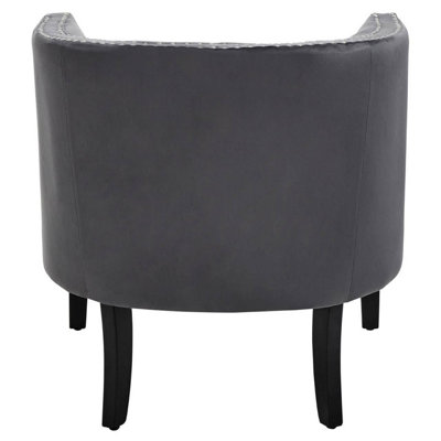 Interiors by Premier Grey Velvet Studded Chair, Easy to Clean Leather ...