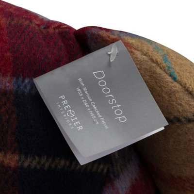 Interiors by Premier Heritage Large Maroon Check Bear Door Stop