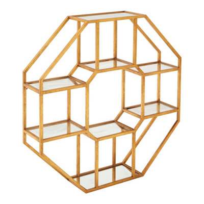 Interiors by Premier Hexagonal Shelf Unit, Elegant Mirrored Storage ...