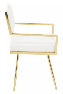 Interiors by Premier Ivory Leather Effect Dining Chair, Cut-Out Back ...