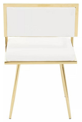Interiors by Premier Ivory Leather Effect Dining Chair, Cut-Out Back ...