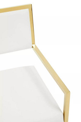 Interiors by Premier Ivory Leather Effect Dining Chair, Cut-Out Back ...
