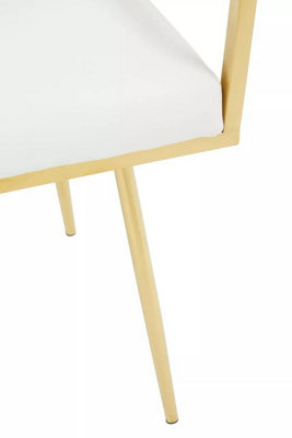 Interiors by Premier Ivory Leather Effect Dining Chair, Cut-Out Back ...