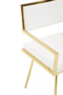 Interiors by Premier Ivory Leather Effect Dining Chair, Cut-Out Back ...
