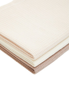 Interiors by Premier Kitchen Tea Towels Set of 3, Multi Pattern Cotton ...