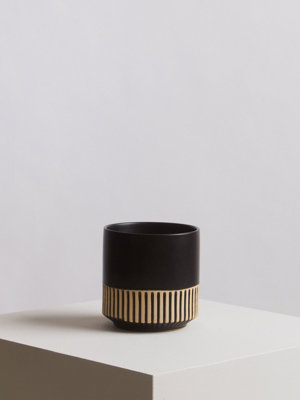 Interiors by Premier Large Ceramic Planter, Modern Black and Gold ...
