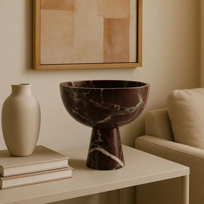 Interiors by Premier Large Red Marble Pedestal Bowl,High-quality Marble ...