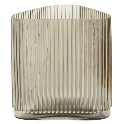 Interiors by Premier Large Ribbed Grey Glass Vase, Modern Decorative ...