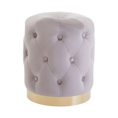 Interiors by Premier Loretta Mink Velvet Button Tufted Stool | DIY at B&Q