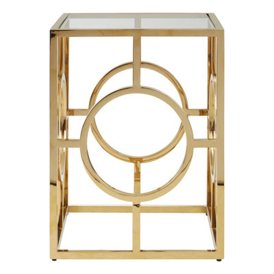 Interiors by Premier Luxe Gold Polished Side Table, Square Bedside ...