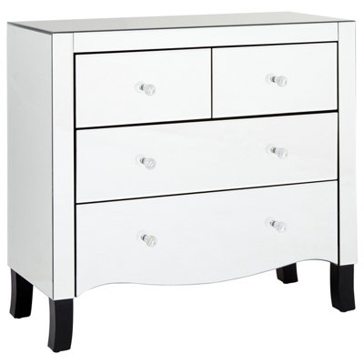 Interiors By Premier Luxurious 4 Drawer Chest, Mirrored Finish Sturdy ...