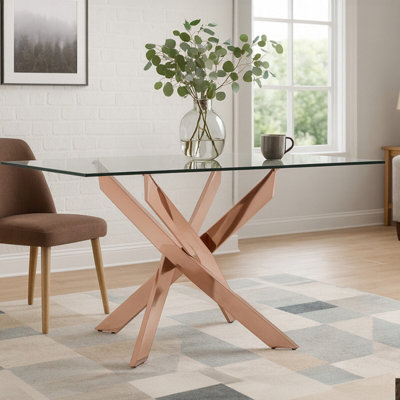 Interiors by Premier Luxurious Recatngular Rose Gold Dining Table ...