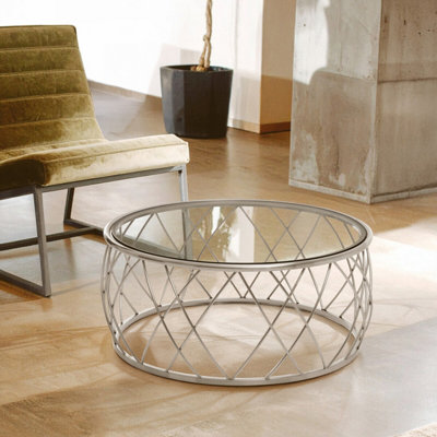 Interiors by Premier Luxurious Silver Coffee Table with Clear Glass ...
