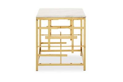Interiors by Premier Luxurious White Marble Side Table, Bedside Table ...