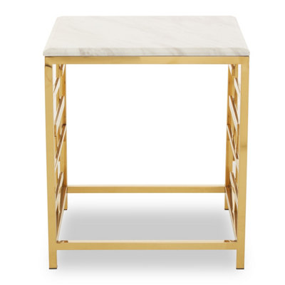 Interiors by Premier Luxurious White Marble Side Table, Bedside Table ...