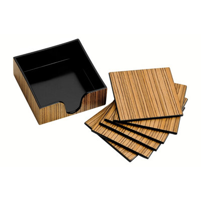 Interiors by Premier Mareel Plastic and Wood Veneer Coasters Set of 6 ...