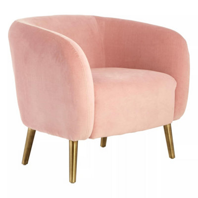 Interiors By Premier Metal Legs Pink Velvet Round Chair, Velvet ...