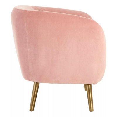 Interiors By Premier Metal Legs Pink Velvet Round Chair, Velvet ...