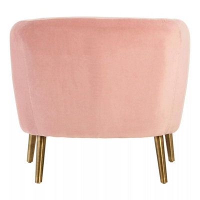 Interiors By Premier Metal Legs Pink Velvet Round Chair, Velvet ...