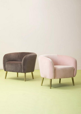 Interiors By Premier Metal Legs Pink Velvet Round Chair, Velvet ...