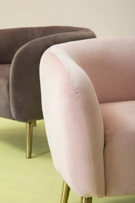 Interiors By Premier Metal Legs Pink Velvet Round Chair, Velvet ...