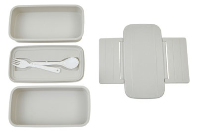 Interiors by Premier Minimalist Warm Grey Lunch Box With Cutlery ...