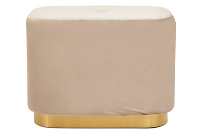 Interiors by Premier Mink Square Stool with Gold Base, Velvet ...