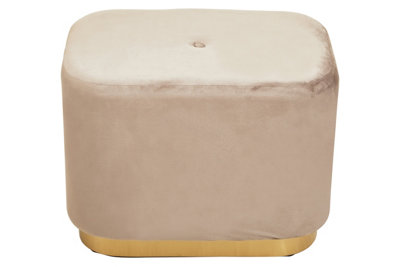Interiors by Premier Mink Square Stool with Gold Base, Velvet ...