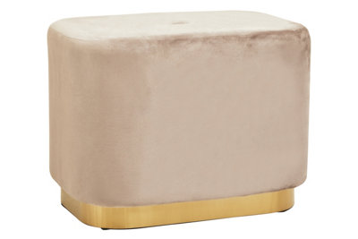 Interiors by Premier Mink Square Stool with Gold Base, Velvet ...