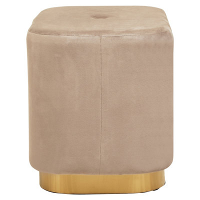 Interiors by Premier Mink Square Stool with Gold Base, Velvet ...