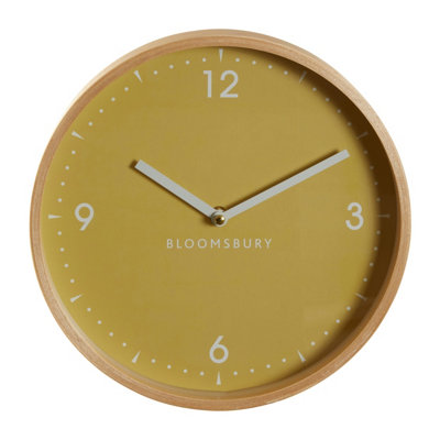 Interiors by Premier Modern Design Small Yellow Wall Clock, Sleek Clock ...