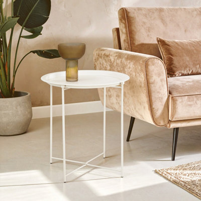 Interiors By Premier Modern Design White Metal Round Side Table, Sleek ...