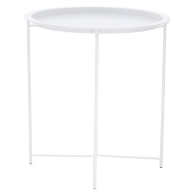 Interiors By Premier Modern Design White Metal Round Side Table, Sleek ...
