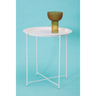 Interiors By Premier Modern Design White Metal Round Side Table, Sleek ...