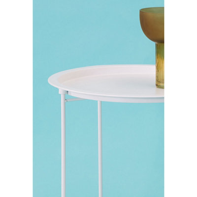 Interiors By Premier Modern Design White Metal Round Side Table, Sleek ...