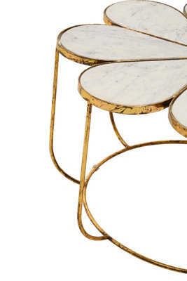 Interiors by Premier Modern Petal Coffee Table With Marble Top, Gold ...