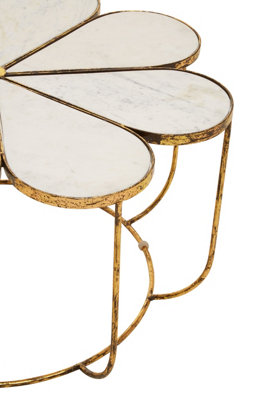 Interiors by Premier Modern Petal Coffee Table With Marble Top, Gold ...