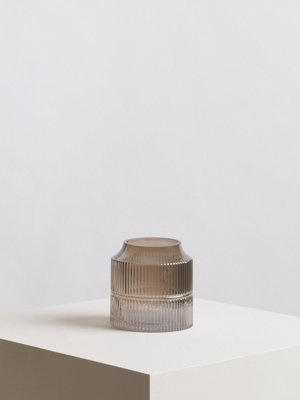 Interiors by Premier Modern Small Grey Textured Glass Vase, Ribbed ...