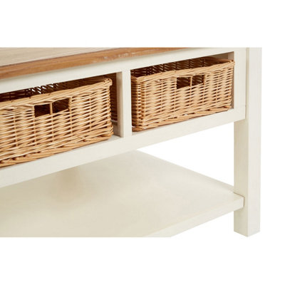 Interiors by Premier Natural and Cream Wood Coffee Table, Basket Drawer ...