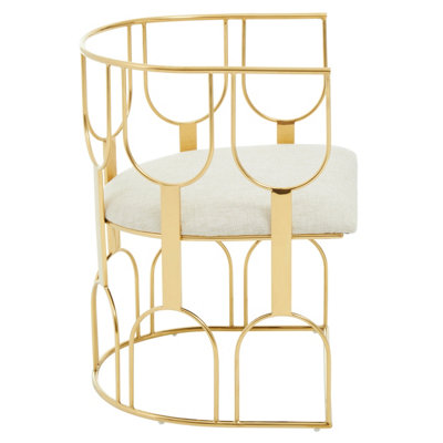 Interiors by Premier Natural Fabric and Gold Finish Accent Chair, Metal ...