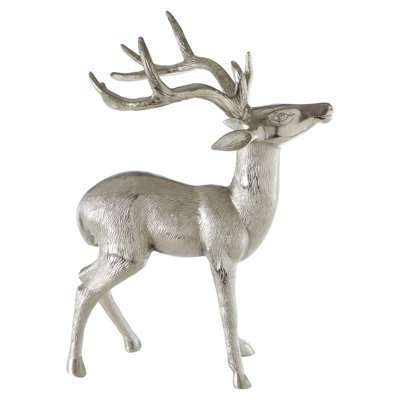 Interiors by Premier Nickel Finish Small Floor Standing Stag Sculpture ...