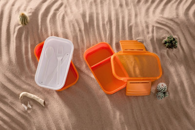 Interiors by Premier Organized Orange Lunch Box, Leak Proof Tiffin Box ...