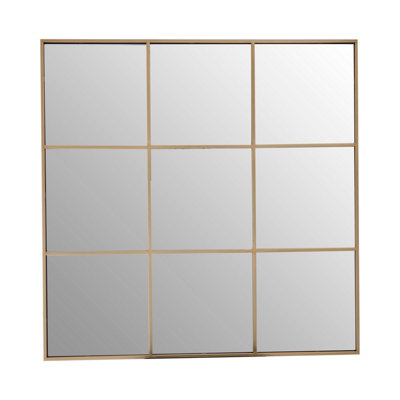 Interiors by Premier Oriel Grid Wall Mirror With Gold Finish Frame
