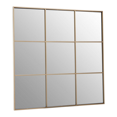 Interiors by Premier Oriel Grid Wall Mirror With Gold Finish Frame