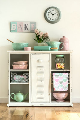 Interiors by Premier Pastel Pink Enamel Retro Colander, Metal Strainer ...