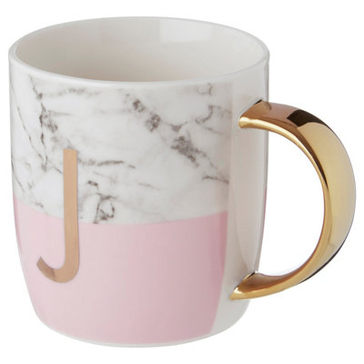 Interiors By Premier Personalized Pastel Pink J Letter Monogram Mug ...