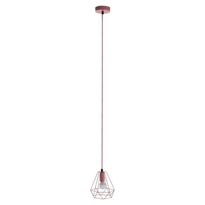 Interiors by Premier Pink Metal Wire Pendant Light With Cage Shade ...