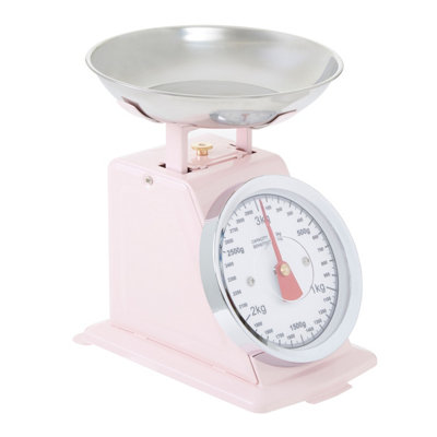 Interiors By Premier Premium 3kg Pastel Pink Retro Kitchen Scale, Retro ...